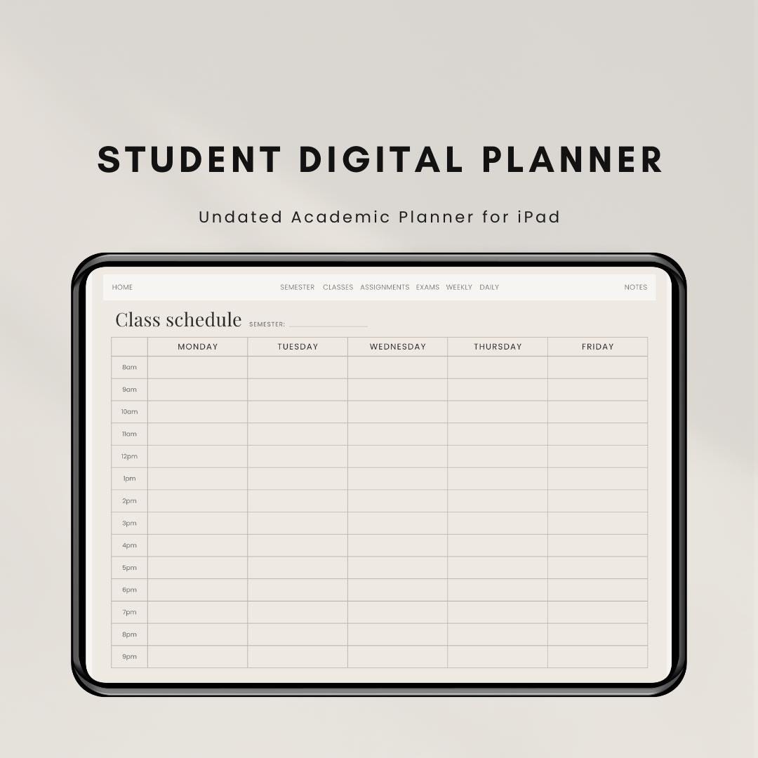 Student Digital Planner | Academic Planner for iPad | Undated College ...
