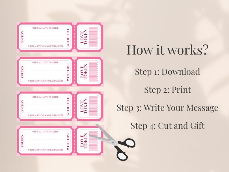 Printable Love Coupons – Romantic DIY Gift, Valentine's Day (PDF ...