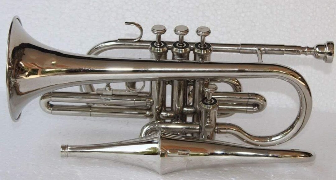 Bb Student Echo Cornet Brass Instrument – Nickel Finish Cornet for ...