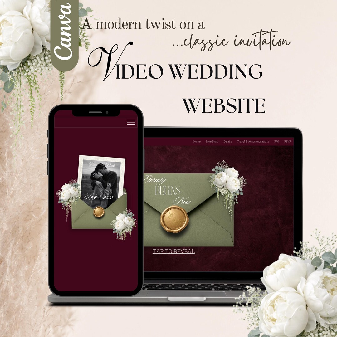 Olive Modern Wedding Website Canva Template With RSVP | Sage Green ...