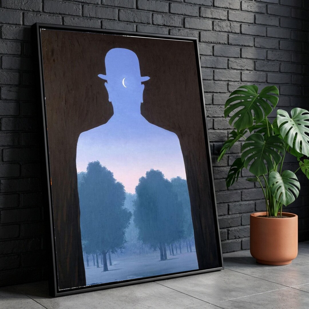 Rene Magritte Canvas Print, Surreal Silhouette With Crescent Moon - Etsy