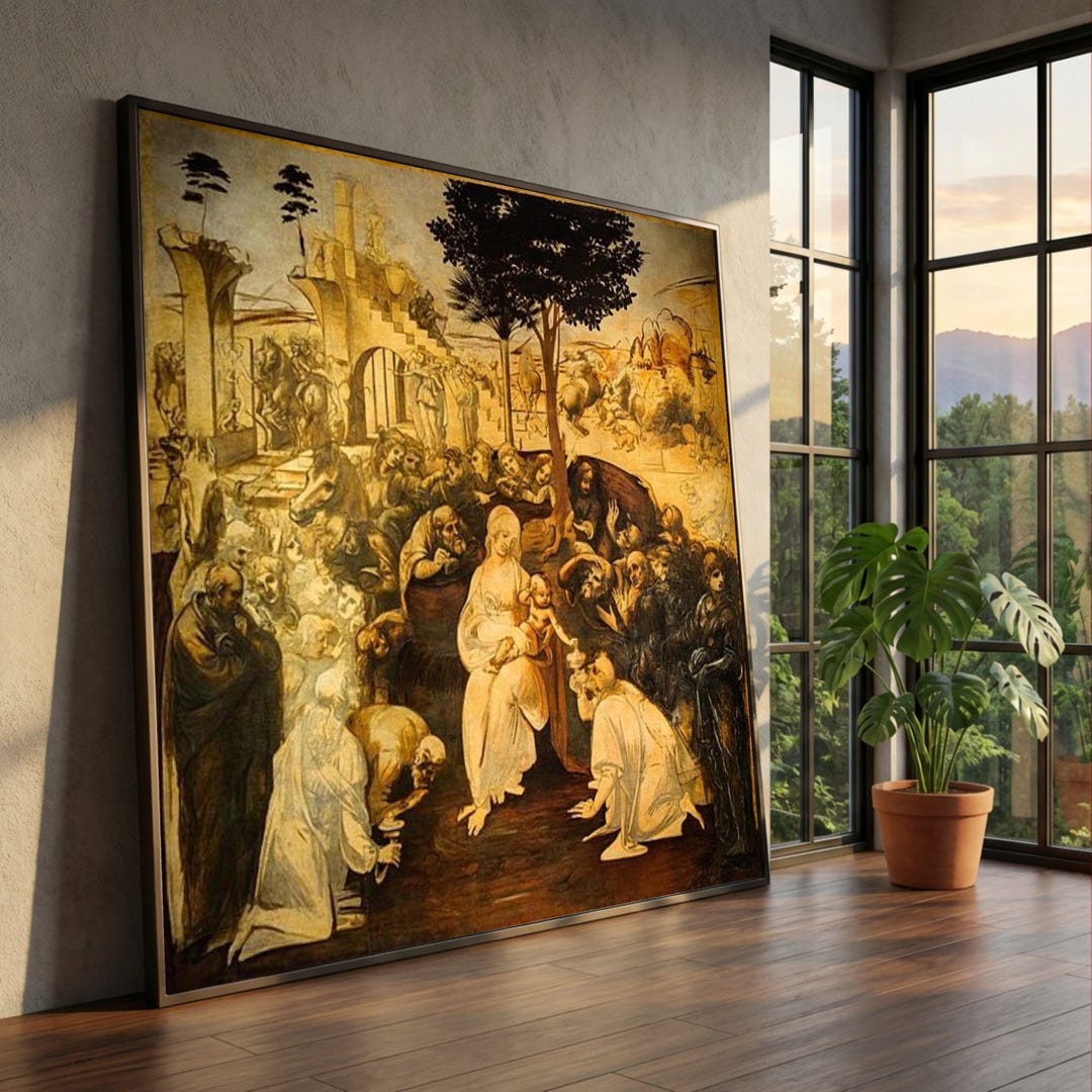 Leonardo Da Vinci Nativity Scene Canvas, Renaissance Christian Wall Art ...