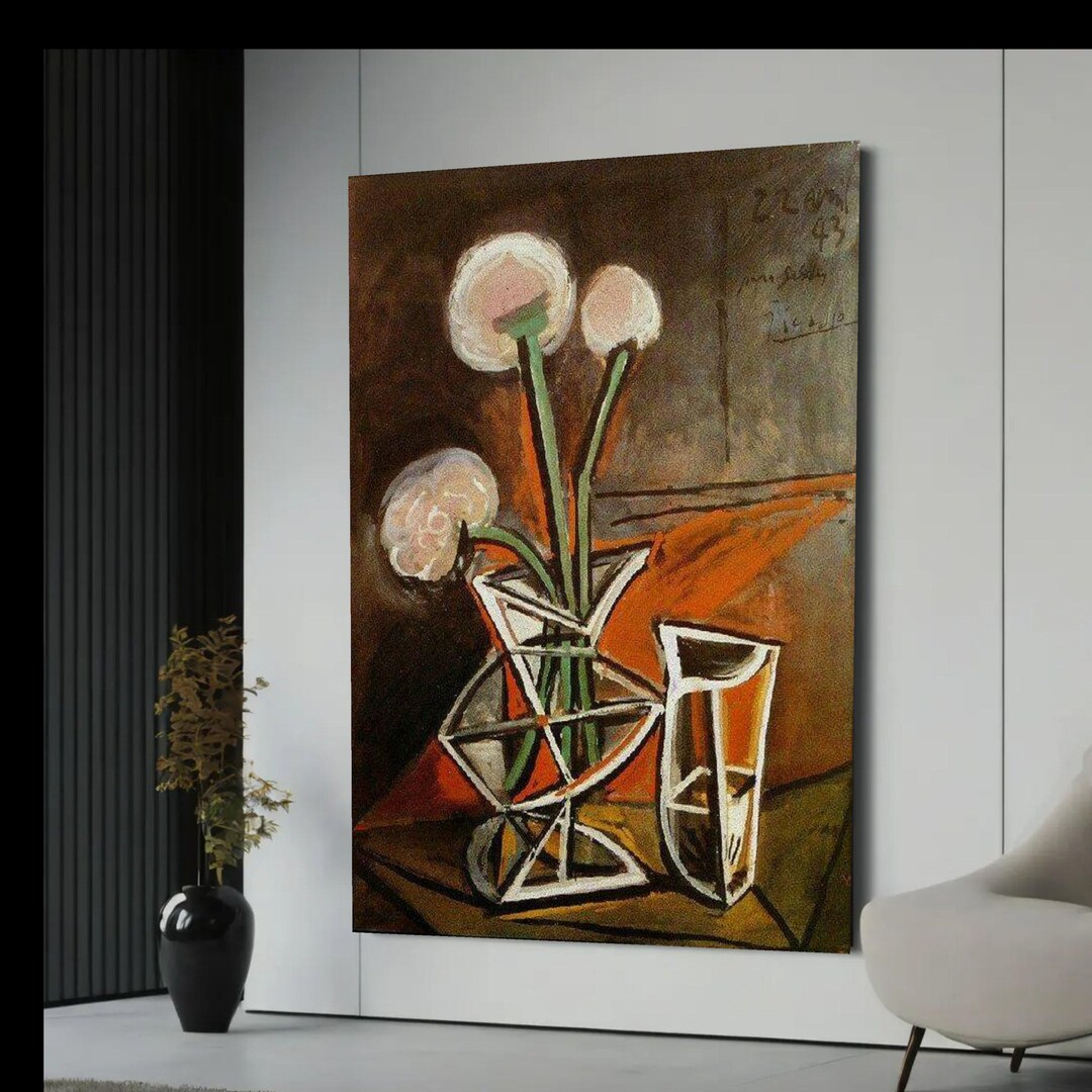 Abstract Floral Still Life Canvas, Picasso Wall Art, Modern Cubist ...