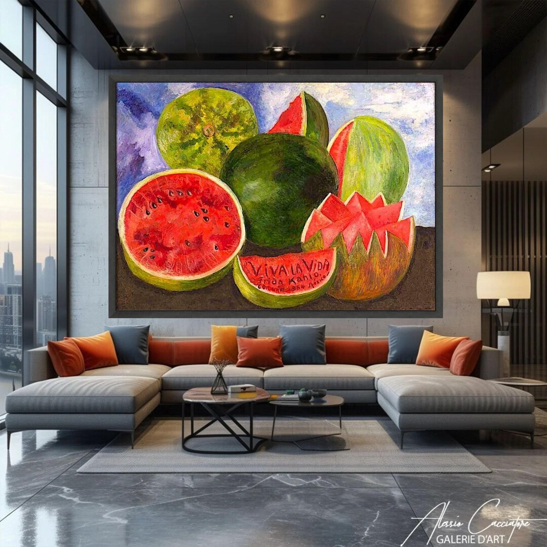 Frida Kahlo Watermelon Canvas, Mexican Viva La Vida Art, Colorful Still ...