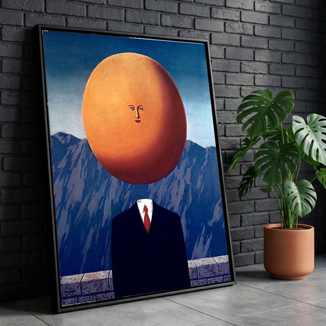 Surreal Headless Man Canvas, Floating Orange Face, Salvador Dali Style ...