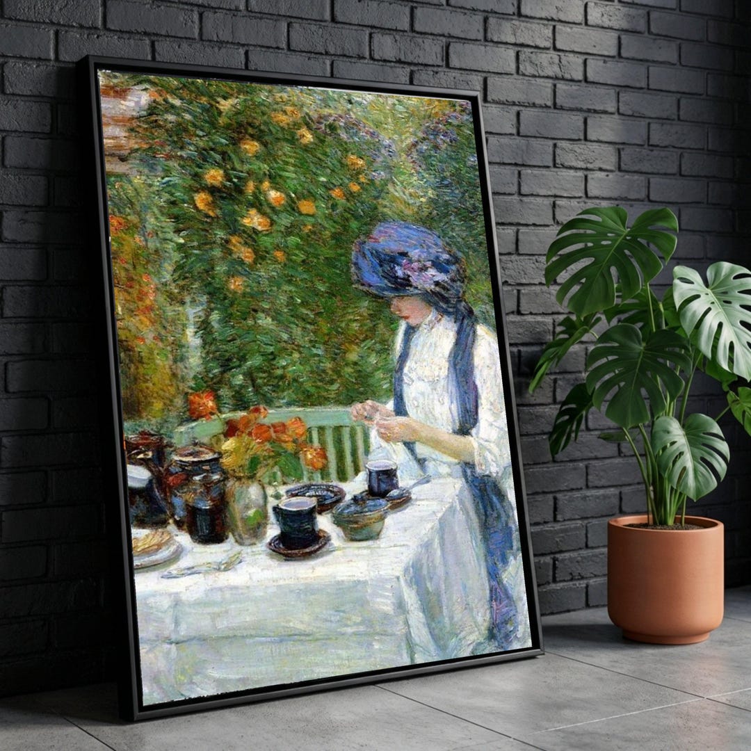 Monet Style Garden Tea Canvas Art, Impressionist Woman Painting - Etsy