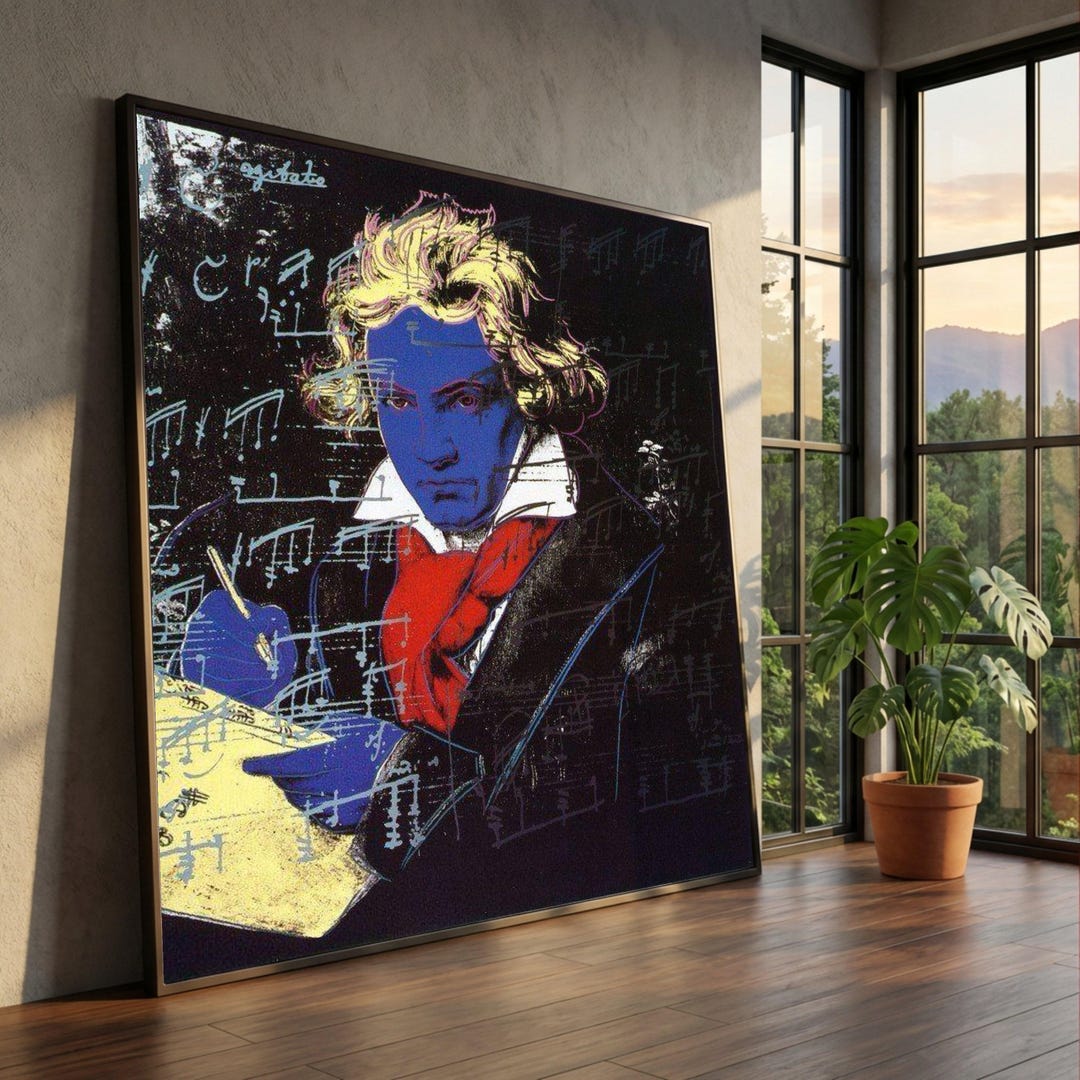 Andy Warhol Beethoven Pop Art Canvas, Modern Music Portrait, Colorful ...