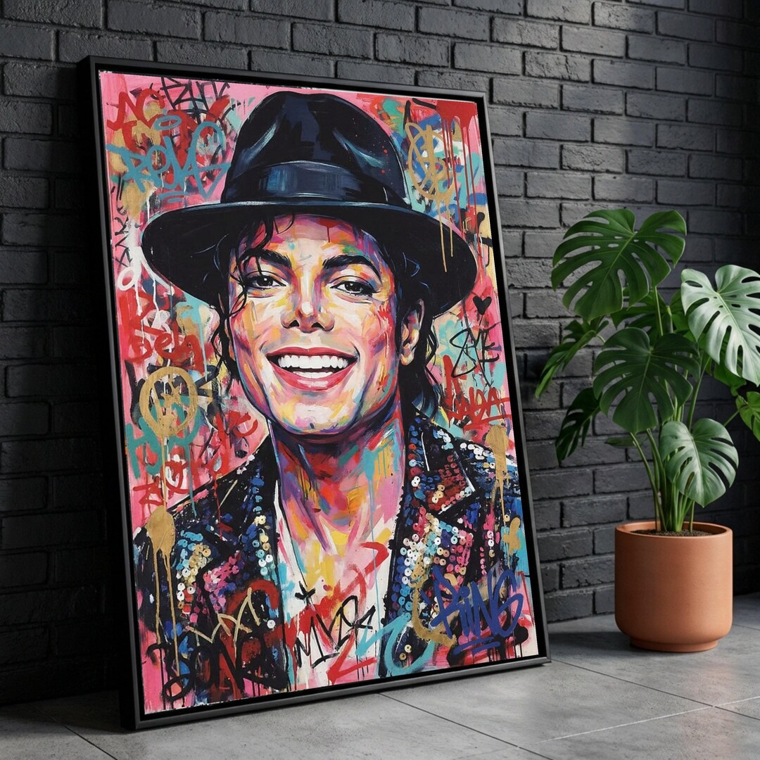 Vibrant Michael Jackson Graffiti Pop Art Canvas, Music Icon Wall Decor ...