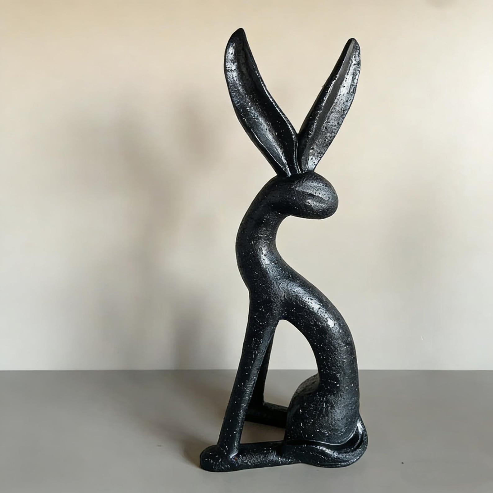 Rabbit Sculpture, Resin Easter Bunny Decor, Modern Black Easter Rabbit ...
