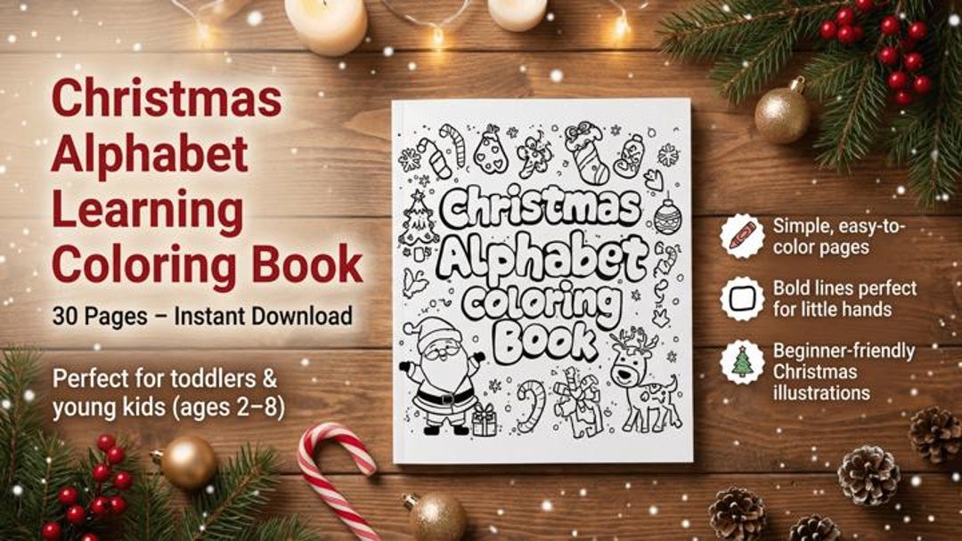 Christmas Alphabet Coloring Book • Learning Vocabulary (digital ...
