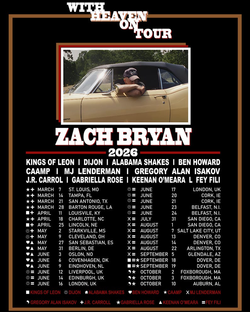 Zach Bryan With Heaven on Tour 2026 T-shirt (2 Digital Download) - Etsy
