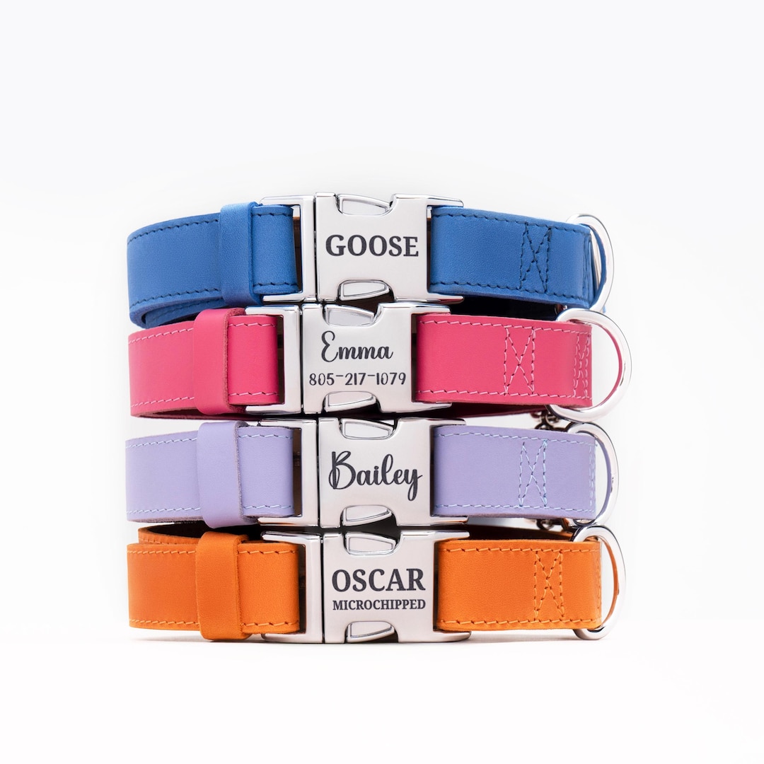 Personalized Dog Collar, Leather Pet Collars, Dog Accessories - Etsy