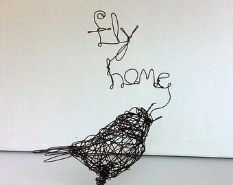 Wire bird sculpture | Etsy
