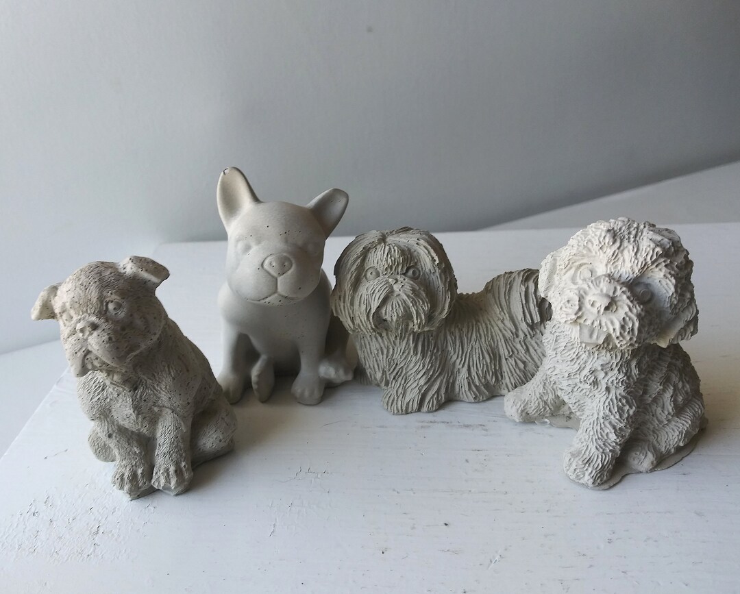 Concrete Dogs Small Dog Sculptures in Concret Gift for Dog Lover ...