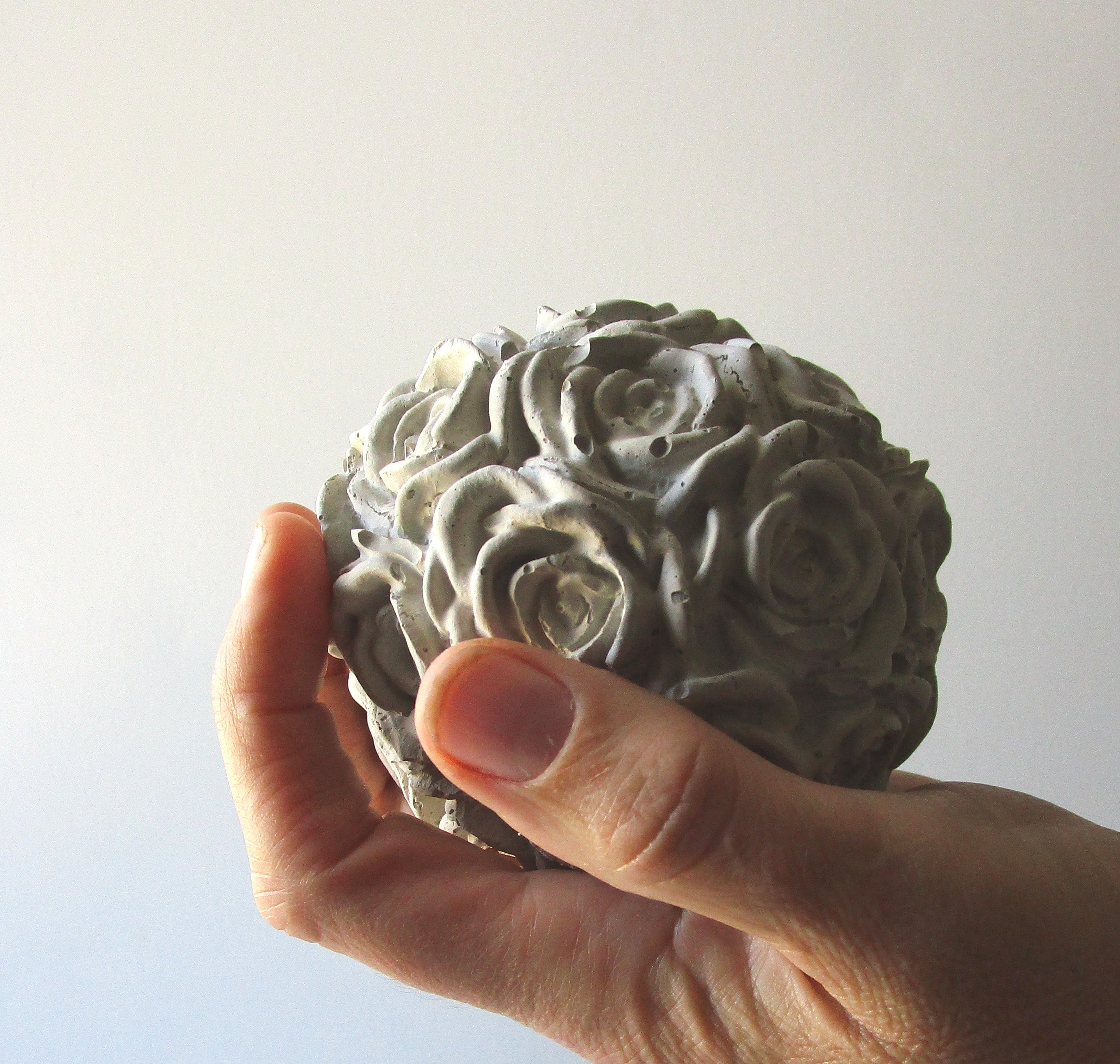 Rose Bouquet Orb Flower Globe Concrete Art Sculpture Indoor or Outdoor ...