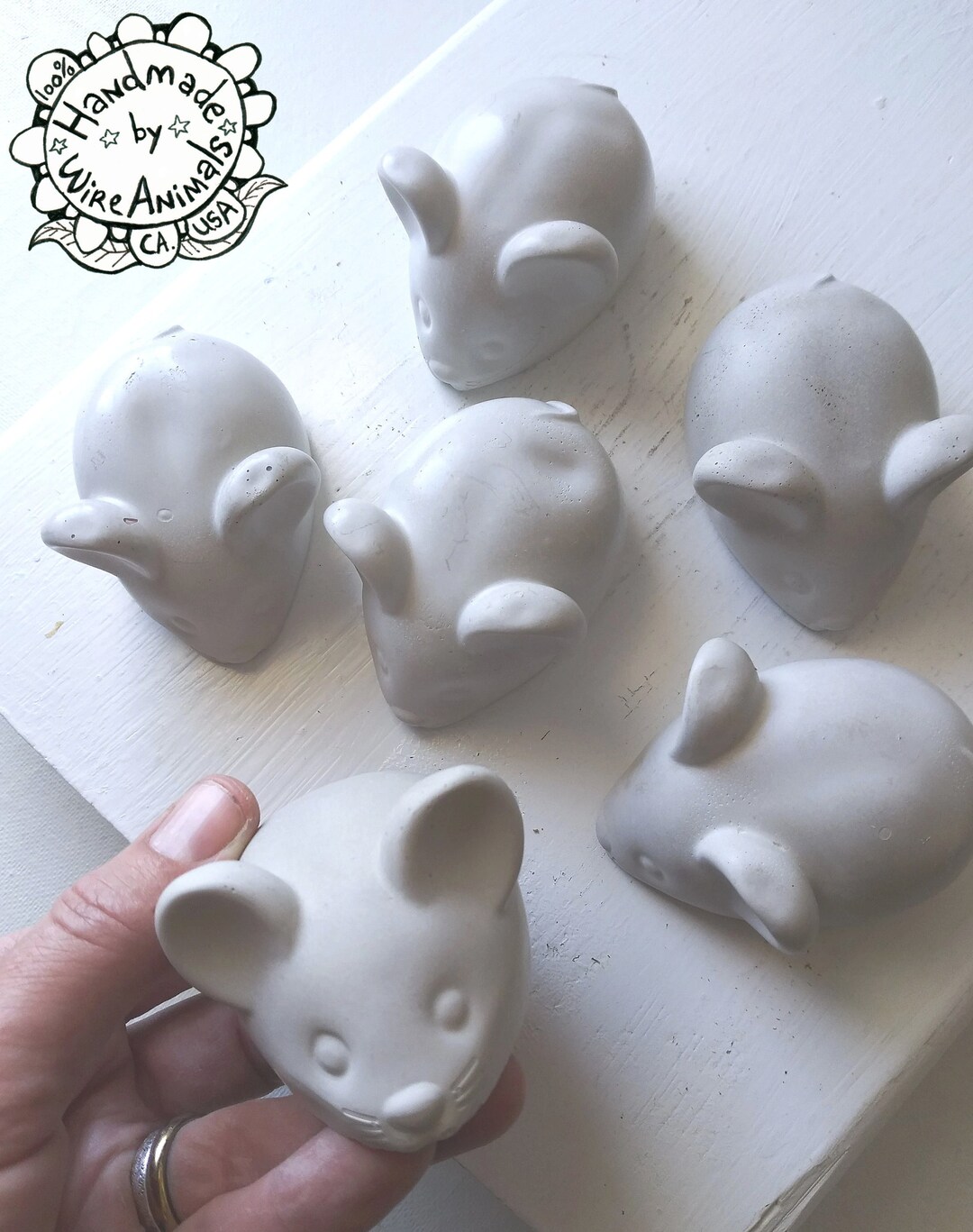 Concrete Nice Mice - Cute Garden Mouse Art Sculptures - Indoor or ...