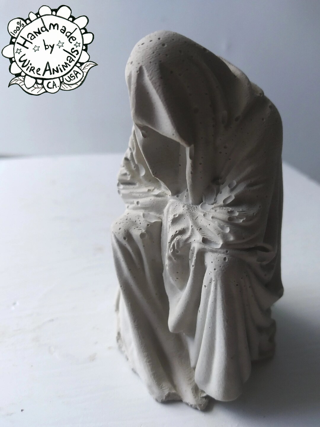Cloaked Figure - Cement Sculpture Art, Desktop, Concrete Art Statue ...