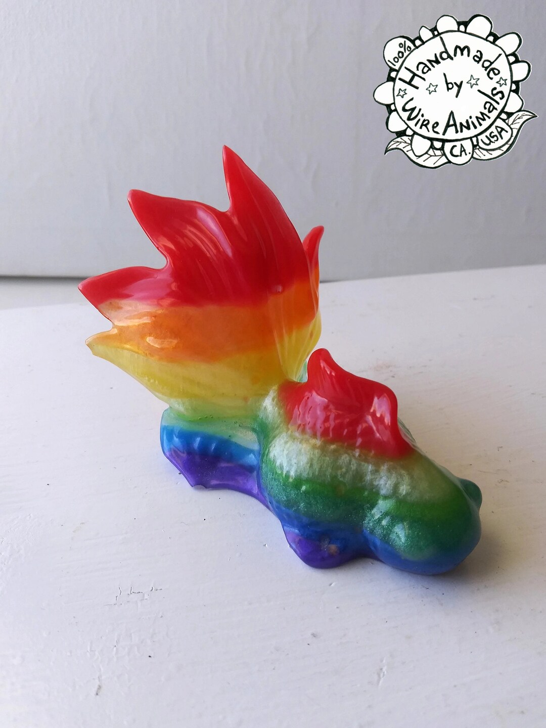 Rainbow Goldfish - Resin Fish Sculpture - Fish Figurine, White Goldfish ...