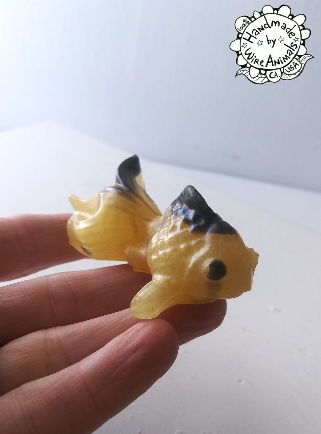 Mini Fancy Goldfish - Handmade Resin Fish Sculpture, Goldfish Figurine ...
