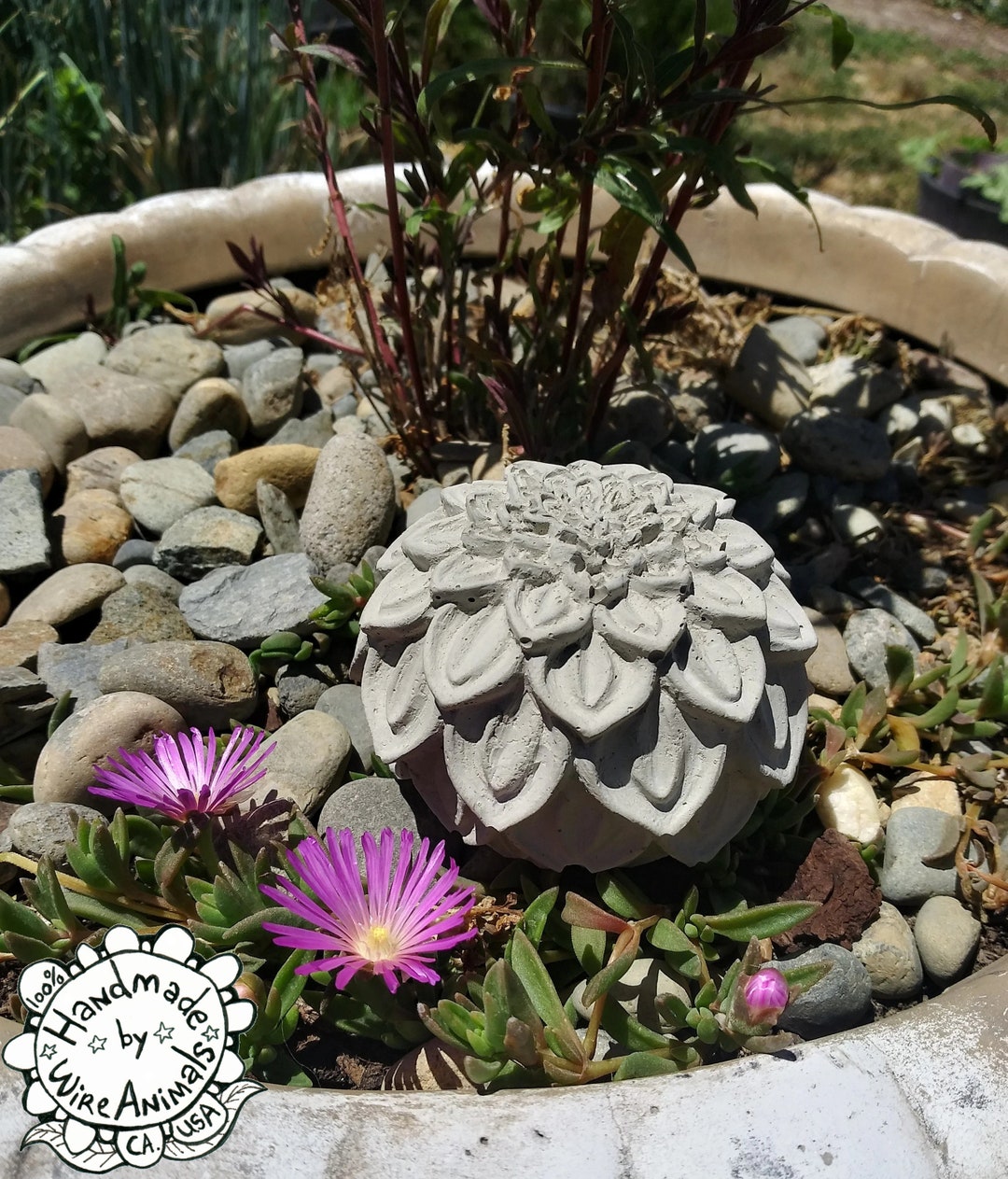 Lotus Blossom Orb - Flower Globe, Concrete Art Sculpture - Indoor or ...
