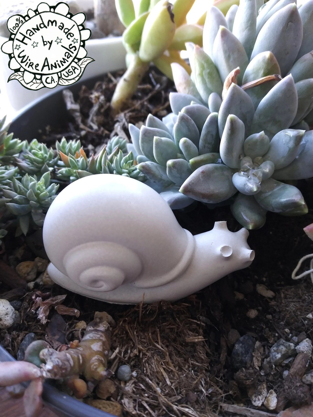 Mini Concrete Snail - Concrete Art Sculpture - Indoor or Outdoor Garden ...