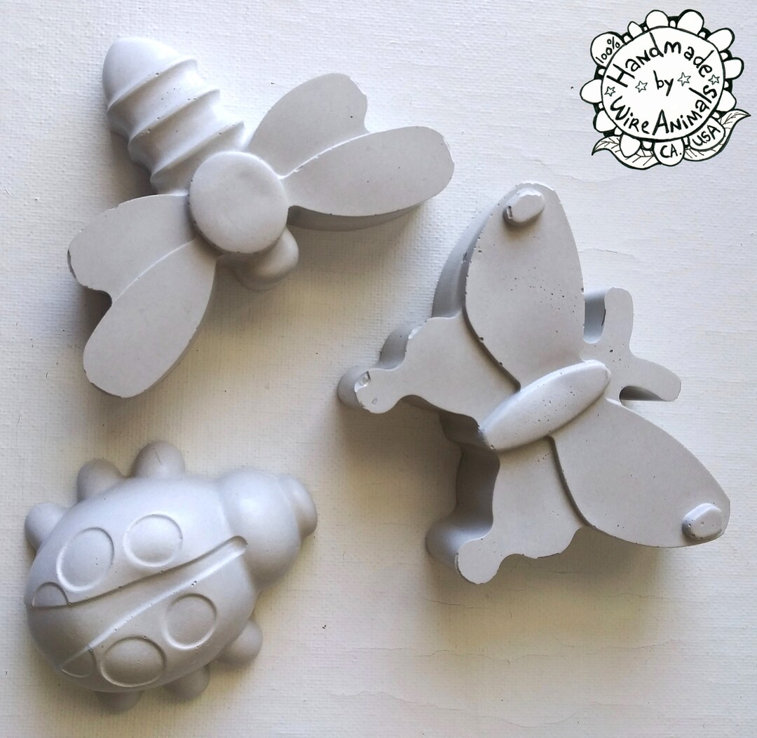 Beetle, Butterfly & Bee - Cement Garden Art, Cute Concrete Sculptures ...