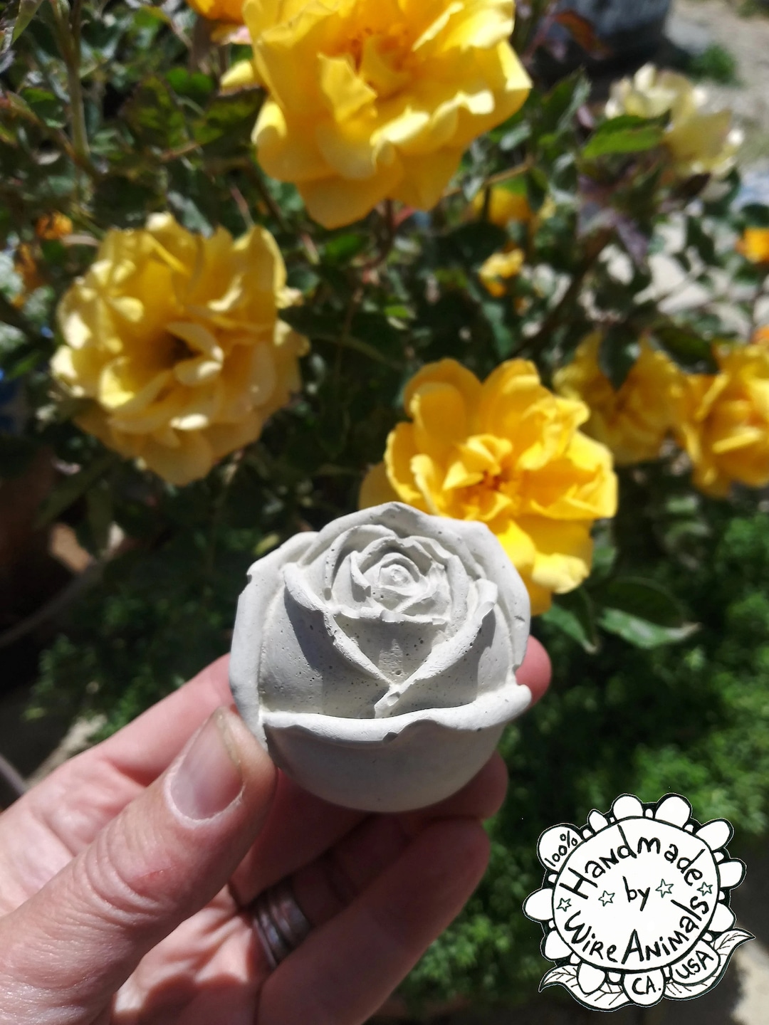 Concrete Rosebud - Cement Rose Flower Bloom - Garden Ornament, Plant ...