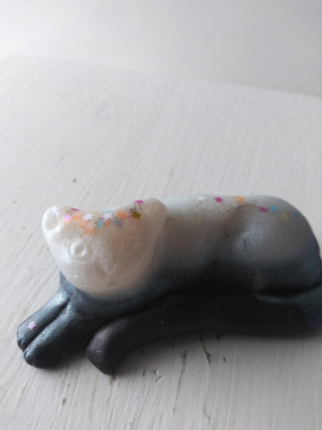 Black and White Ombre Cat With a Long Tail and Multi Colored - Etsy