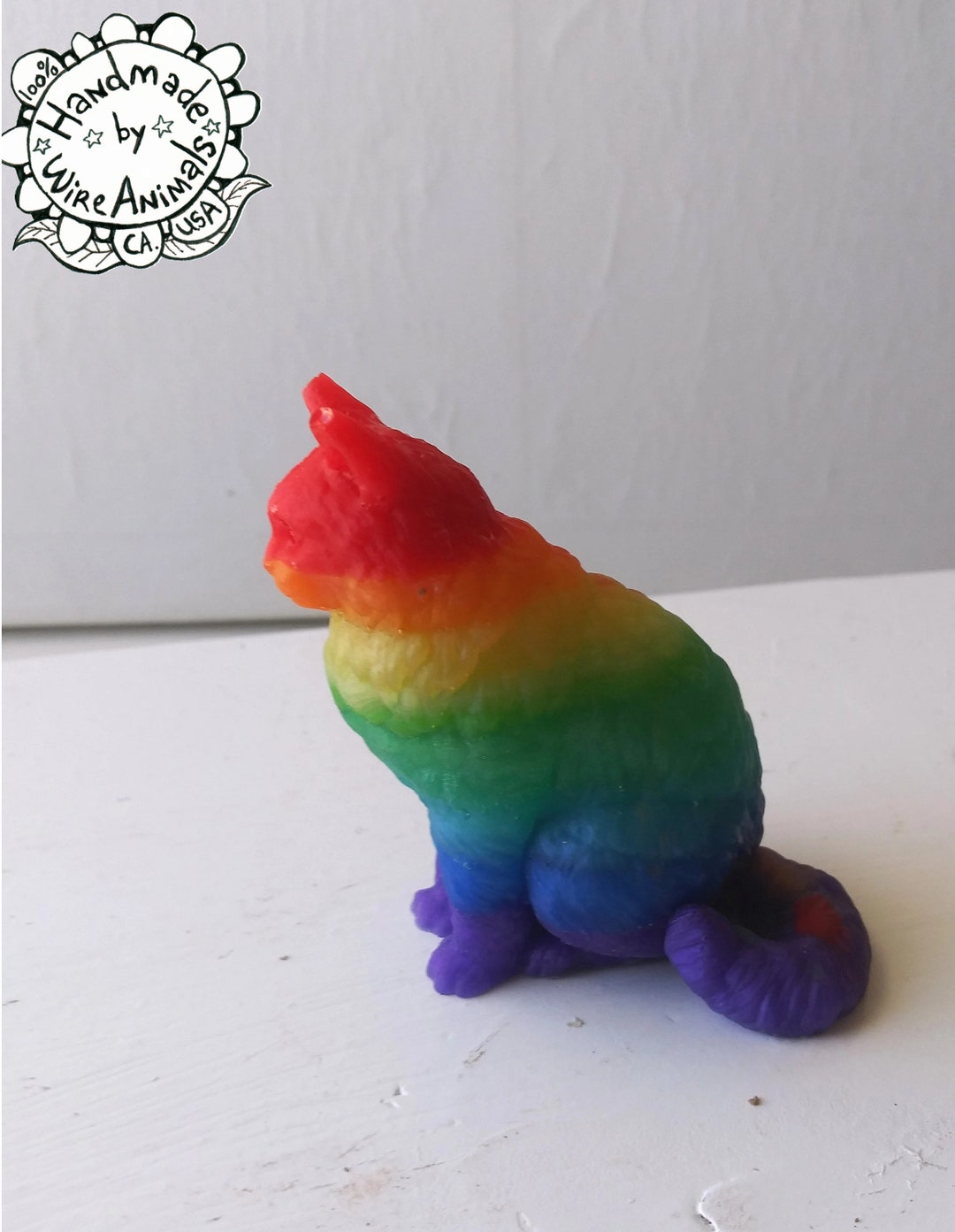 Regal Rainbow Cat, Animal Art Sculpture Indoor or Outdoor Garden Art ...