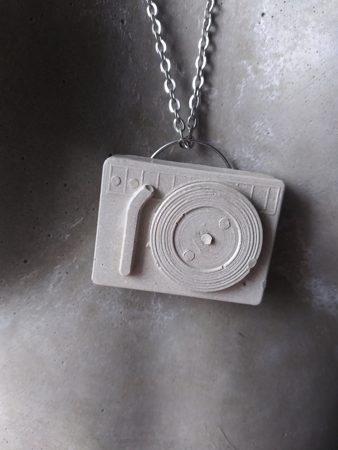 Concrete Record Player No. 2 Unique Cement Pendant Necklace Hand Made ...