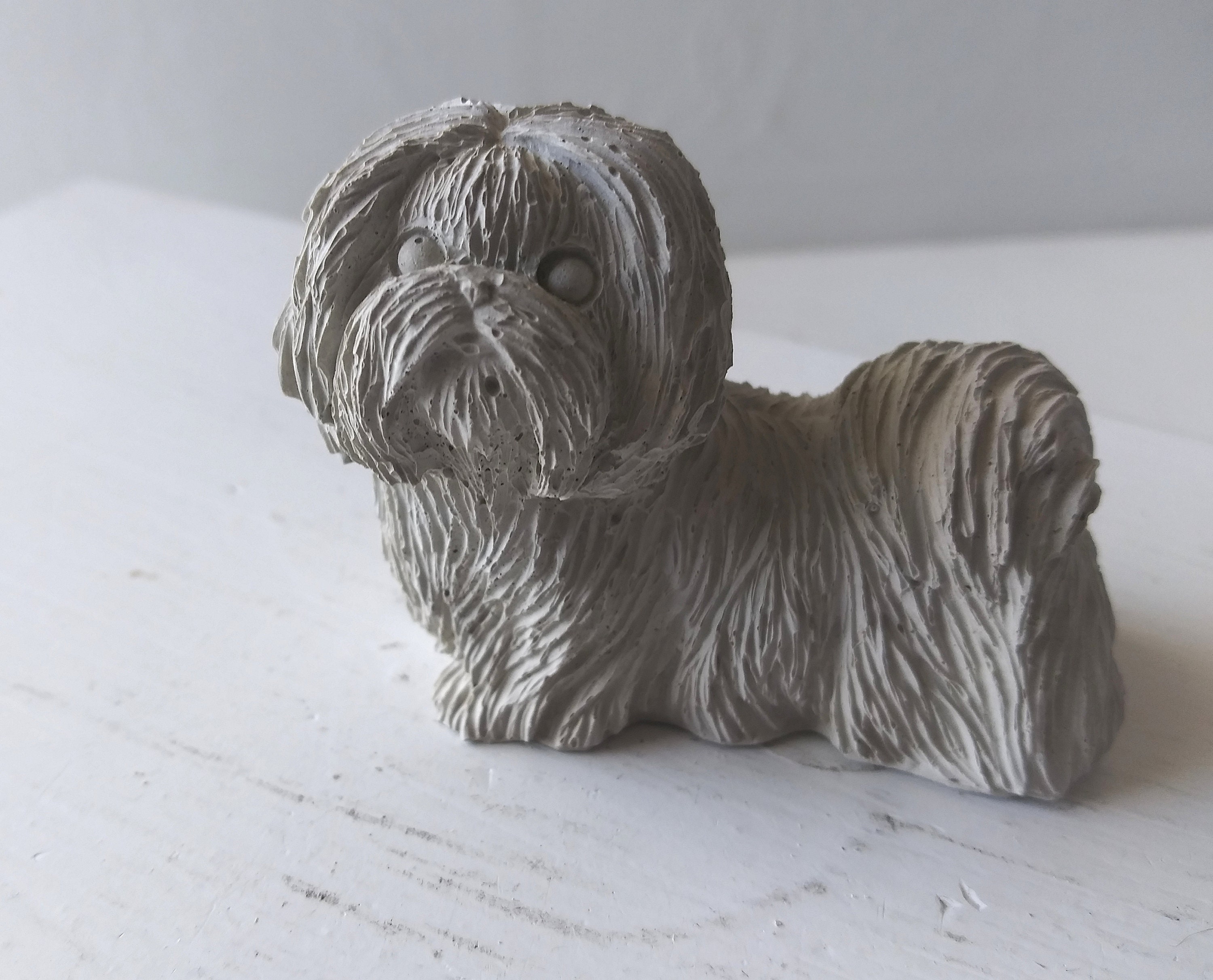 Shih Tzu Concrete Dog - Small Dog Sculpture in Concrete- Gift for Dog ...