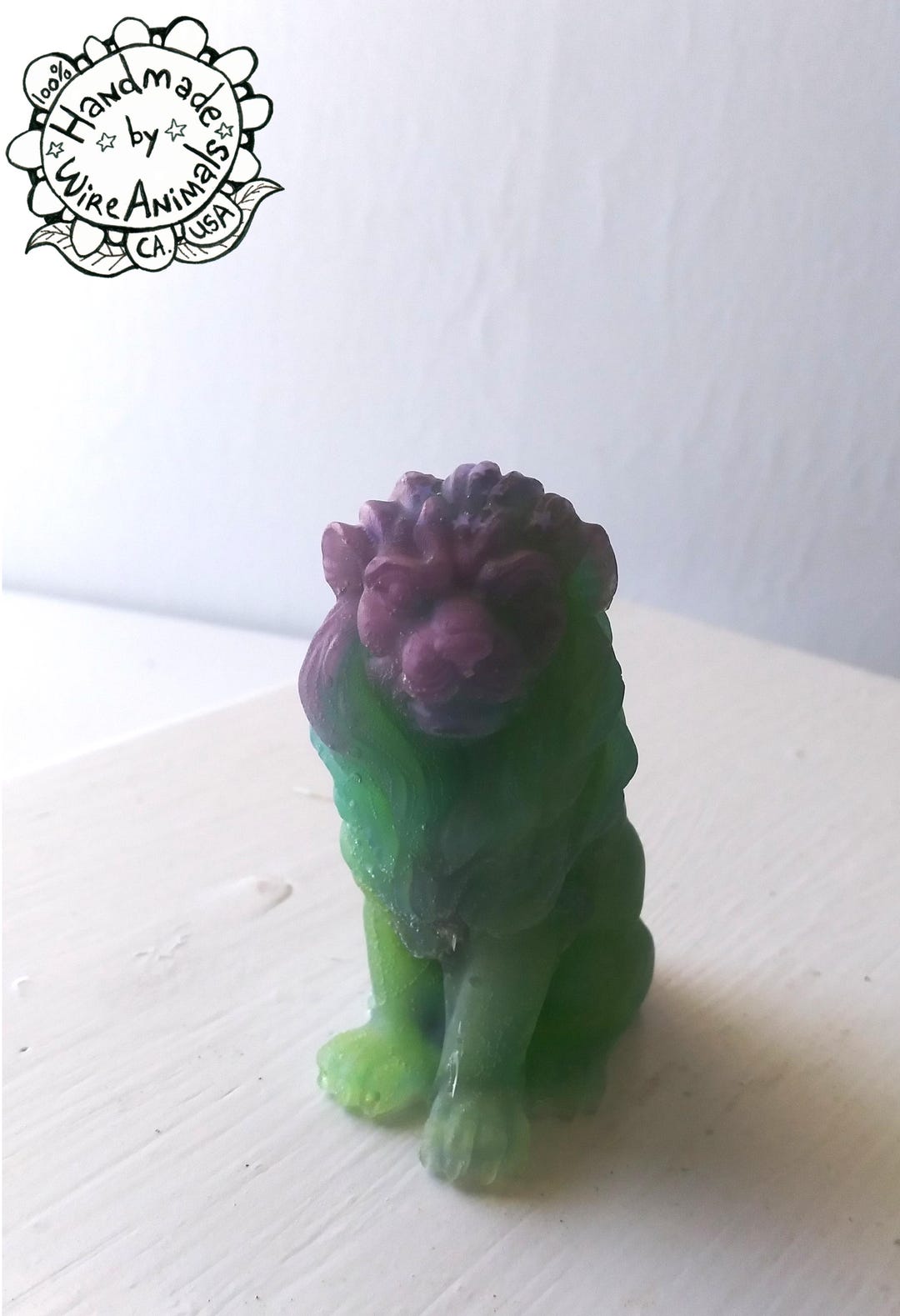 Celestial Lion - Resin Sculpture, Regal Sitting Male Lion Statue in ...