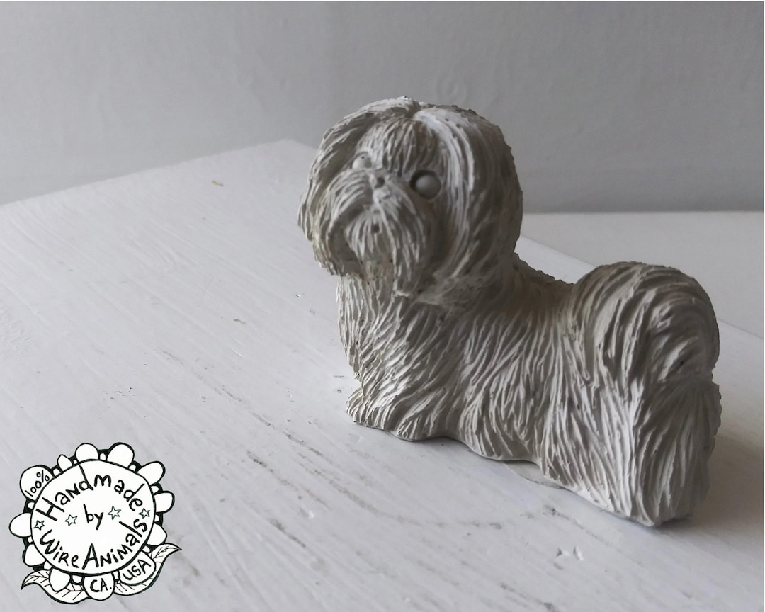 Shih Tzu Concrete Dog - Small Dog Sculpture in Concrete- Gift for Dog ...