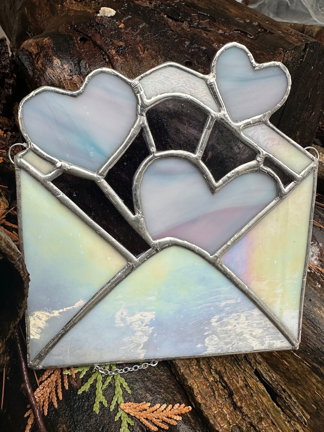 Love Letter Stained Glass Sun Catcher | Hearts in an Envelope - Etsy