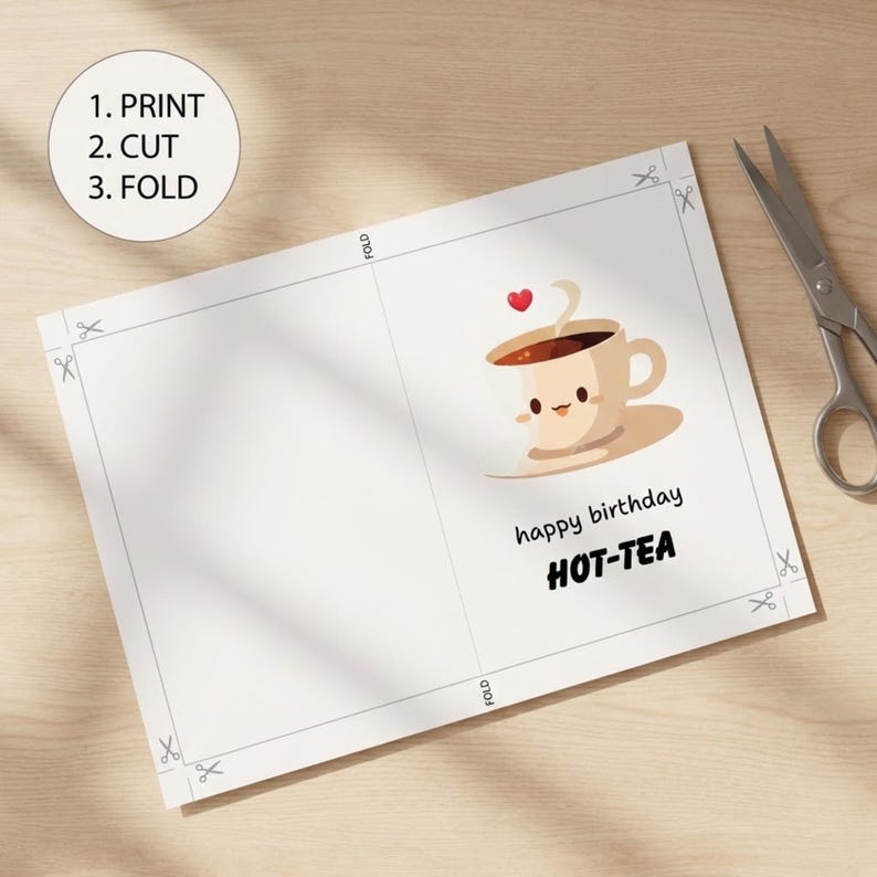 Happy Birthday Hot-tea Card Printable | Cute Tea Lover Birthday Card ...