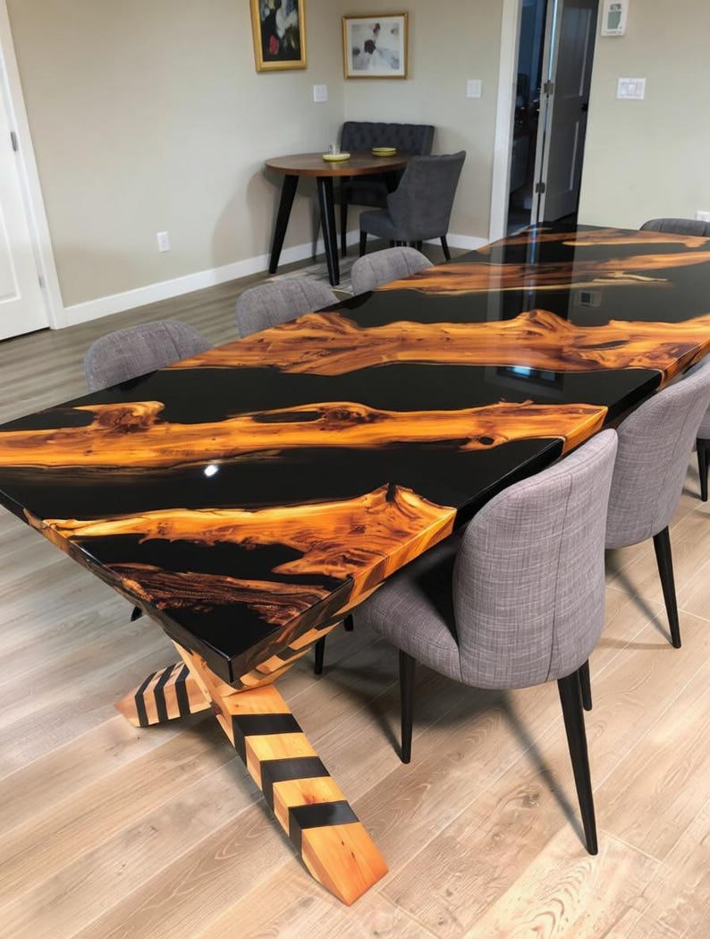 Handmade Juniper Wood Epoxy Resin Table – Natural Live Edge Custom ...