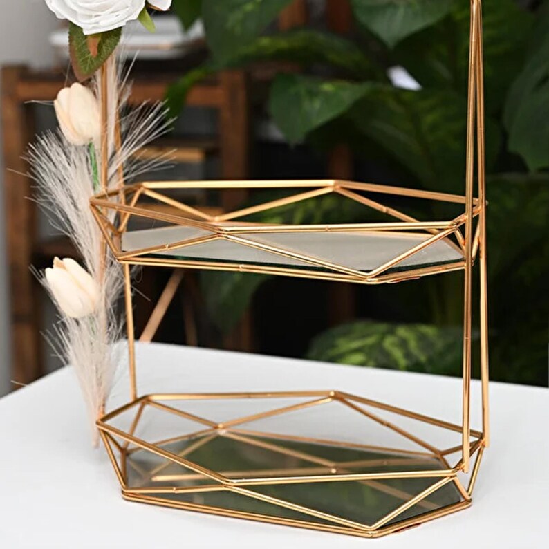 Gold Metal Two-tier Display Stand | Floral Decor, Wedding Centerpiece ...