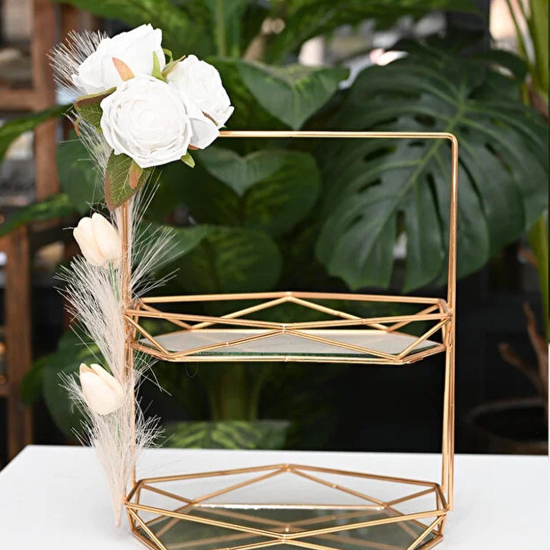 Gold Metal Two-tier Display Stand | Floral Decor, Wedding Centerpiece ...
