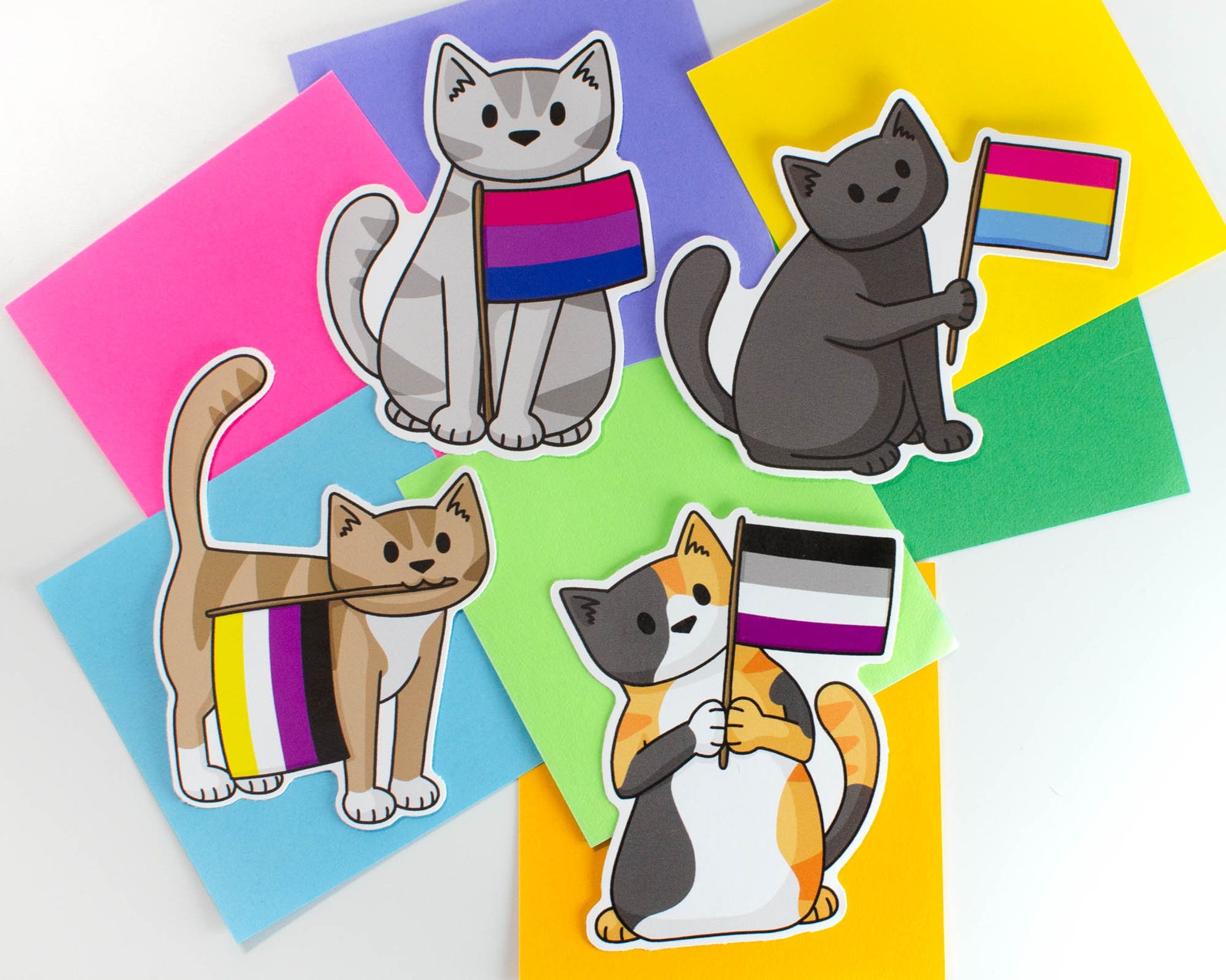 Pride Flag Cat Vinyl Sticker Pride Rainbow / Progress / - Etsy