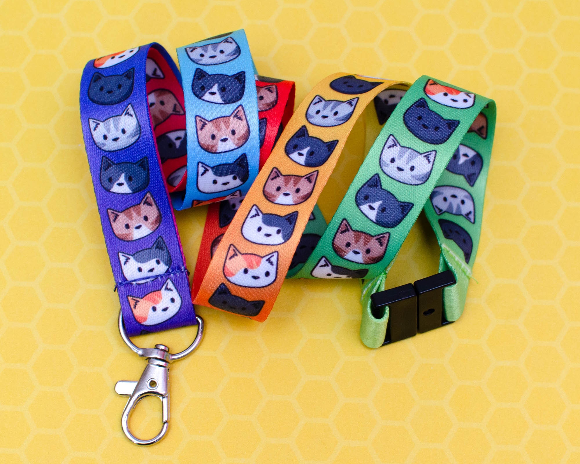 Rainbow Cats Lanyard Cat Lanyard With Safety Clip - Etsy UK