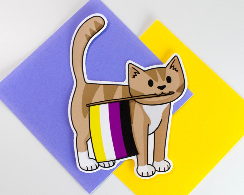 Pride Flag Cat Vinyl Sticker Pride Rainbow / Progress / - Etsy