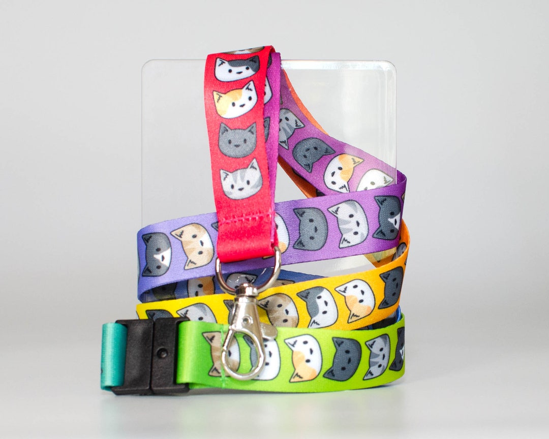 Rainbow Cats Lanyard - Cat Lanyard With Safety Clip - Etsy