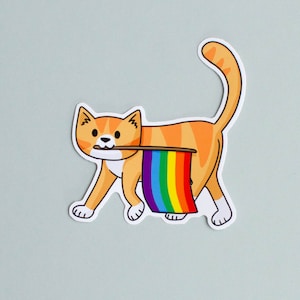 Pride Flag Cat - Vinyl Sticker - Pride Rainbow / Progress / Trans / Ace ...