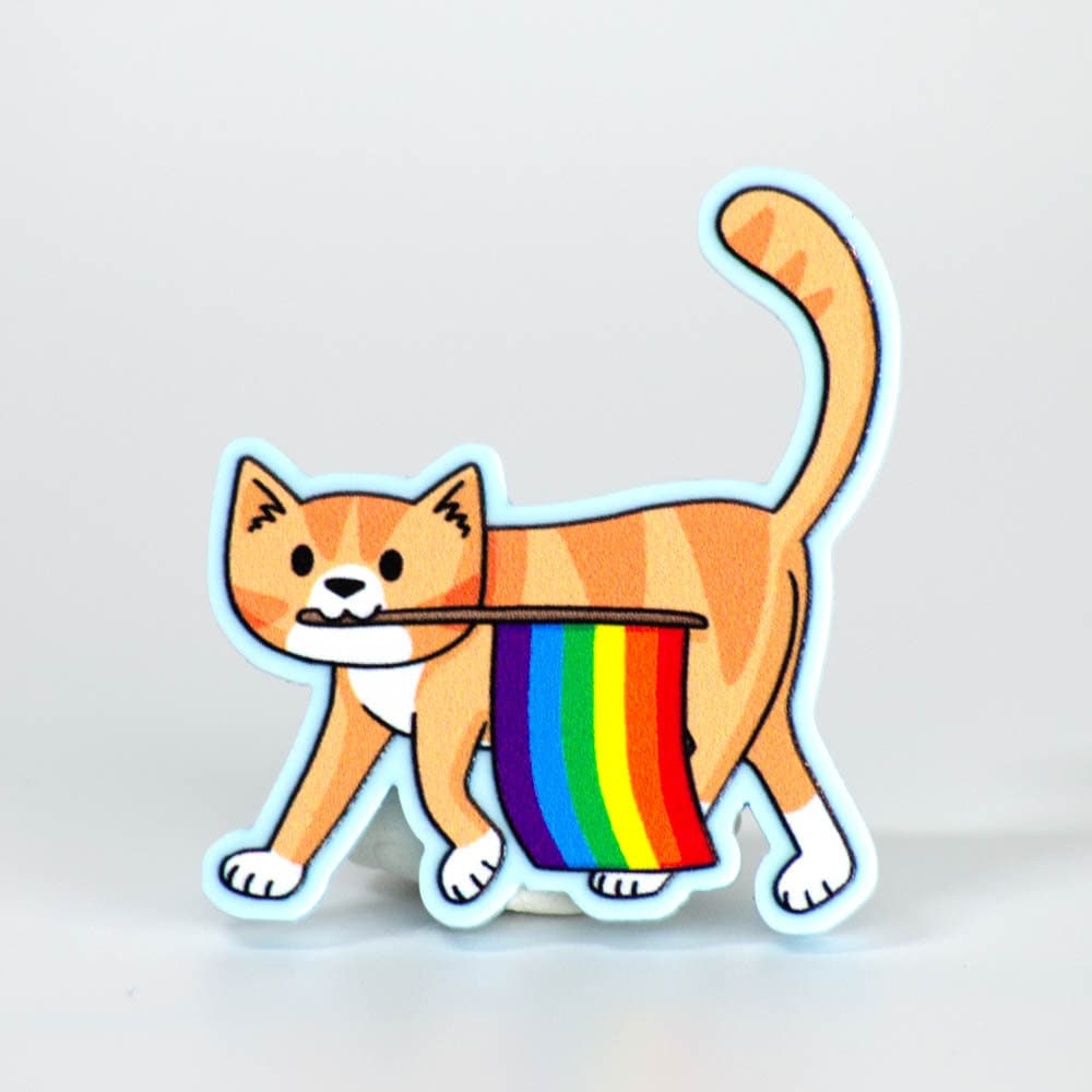 Pride Flag Cat - Acrylic Pin - Pride Rainbow / Progress / Trans / Ace ...