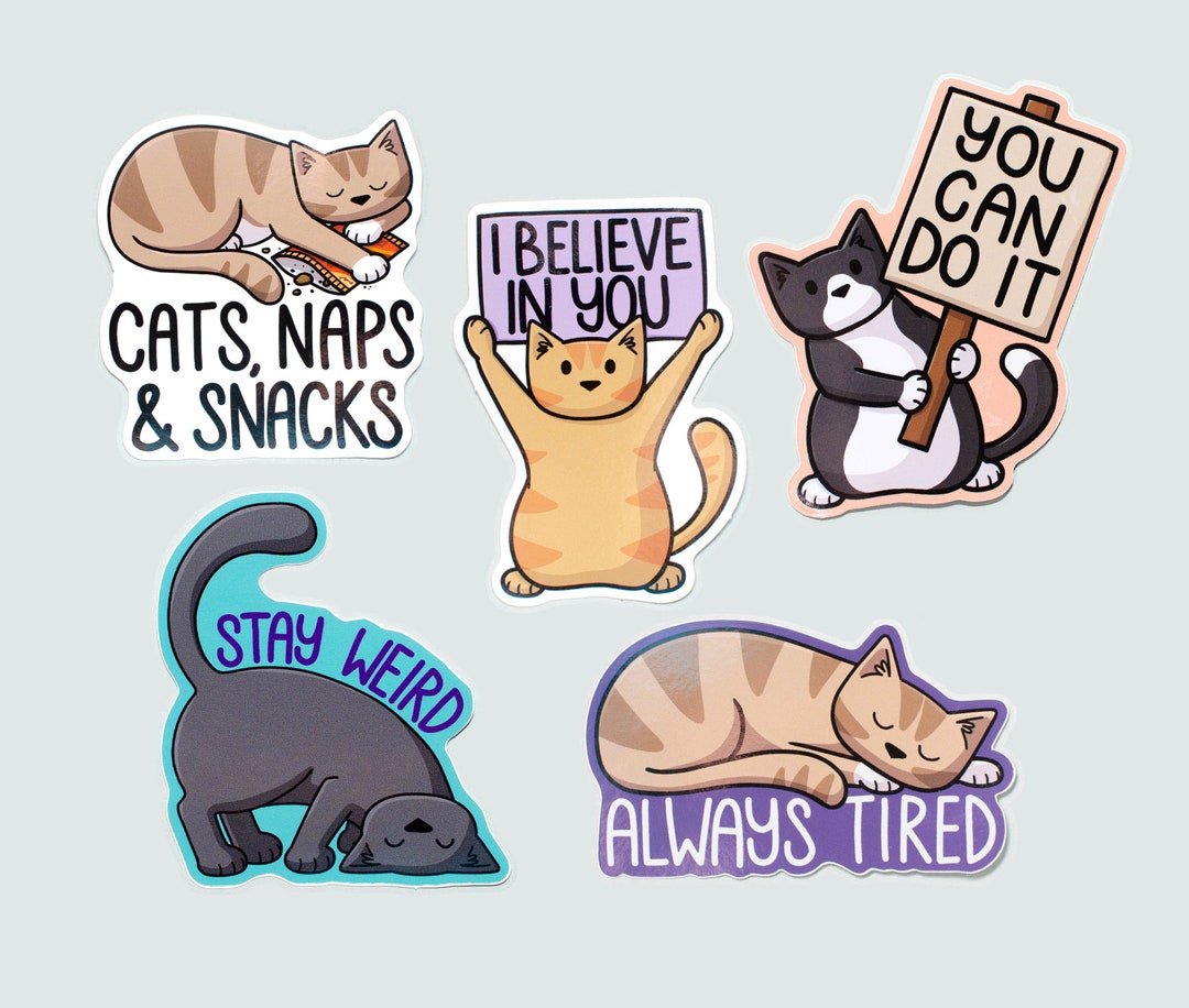 Cat Stickers - Vinyl Sticker - Positivity Cat Cats Kitten - Etsy