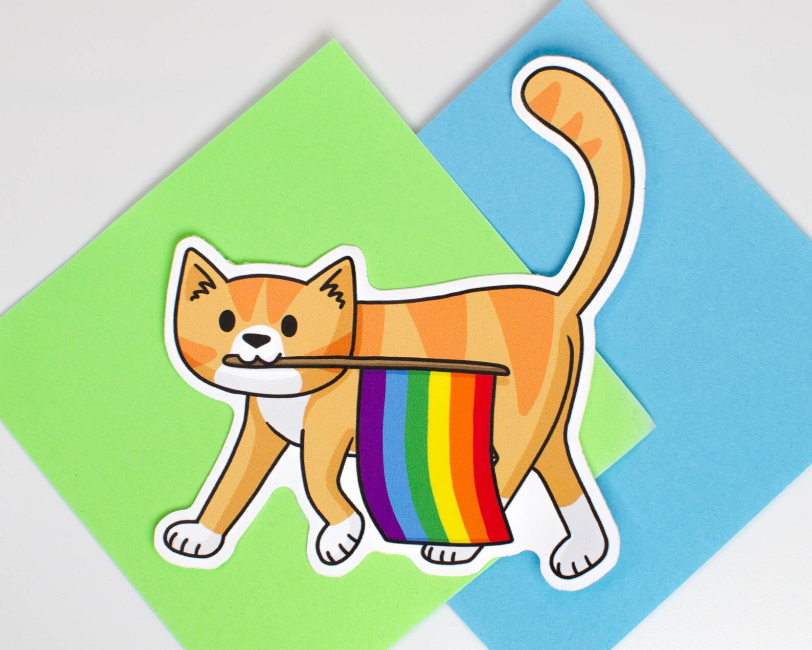 Pride Flag Cat Vinyl Sticker Pride Rainbow / Progress / - Etsy