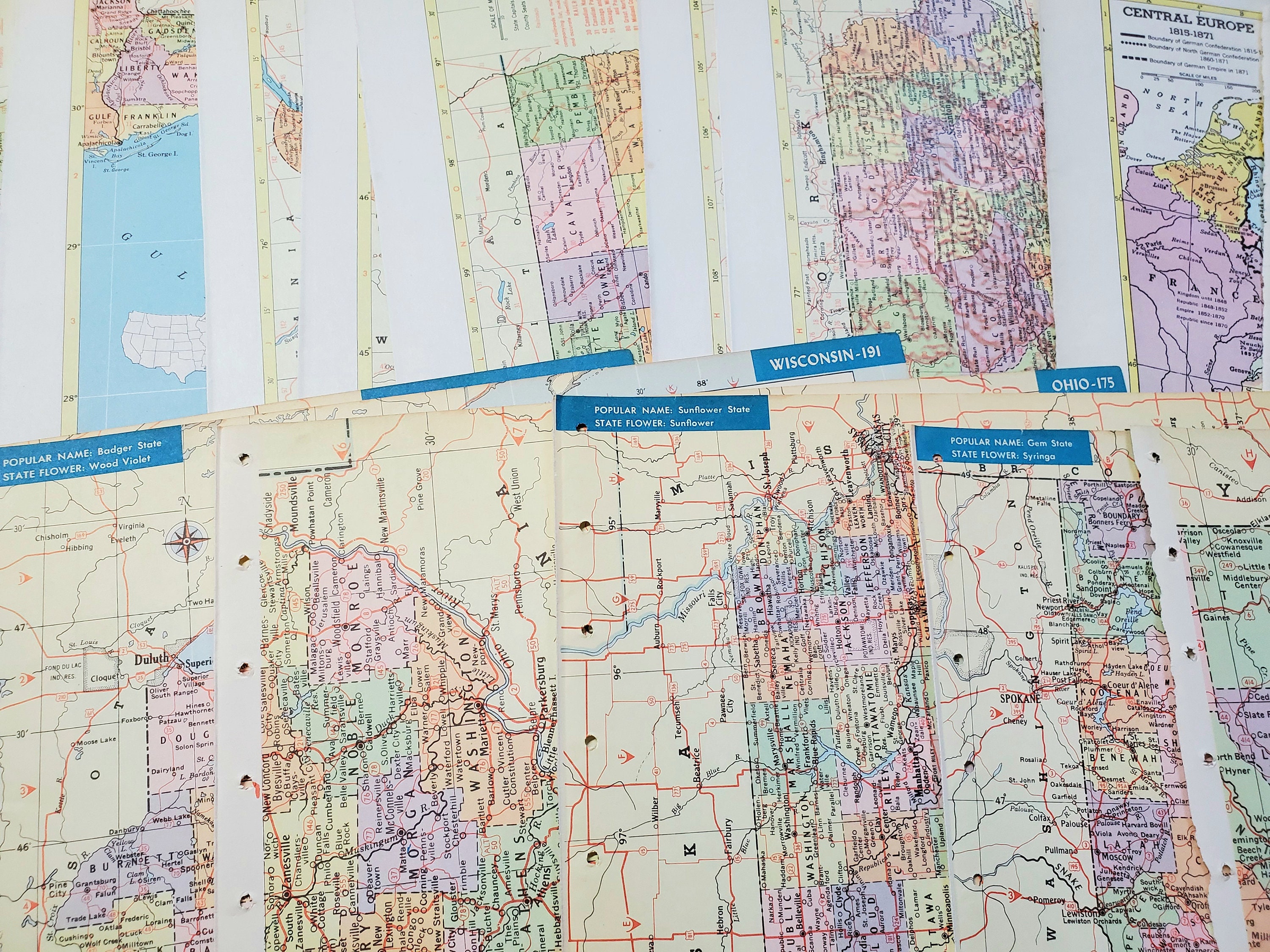 Vintage Atlas Pages Set of 10 Sheets - Etsy
