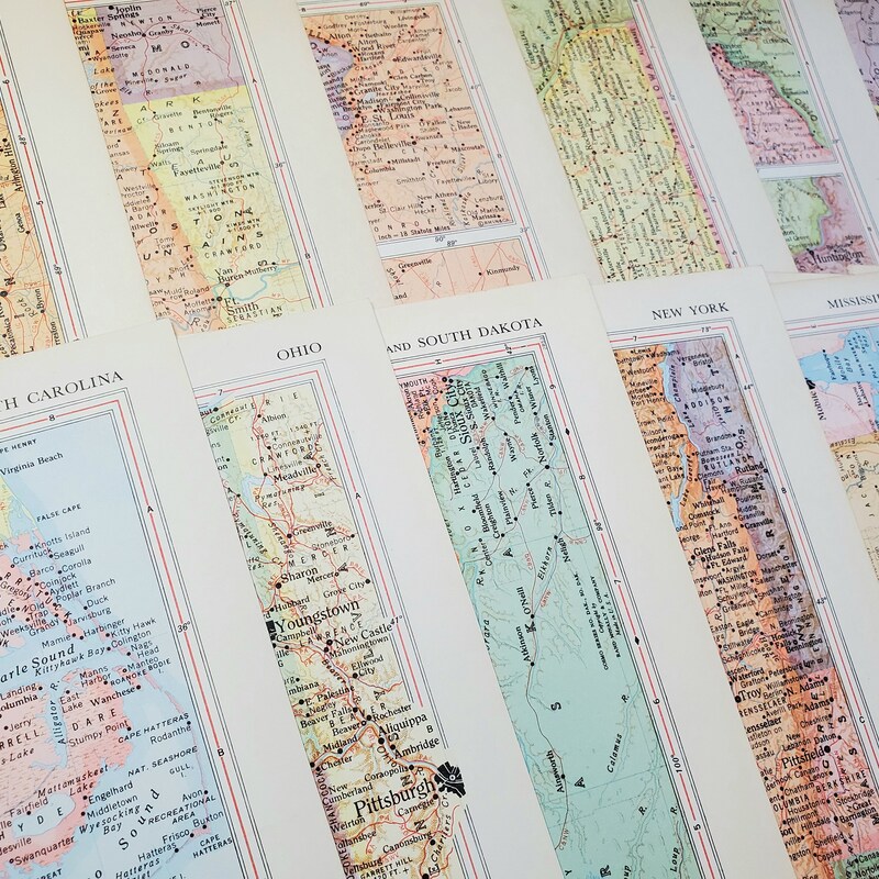 Vintage Atlas Pages - Etsy