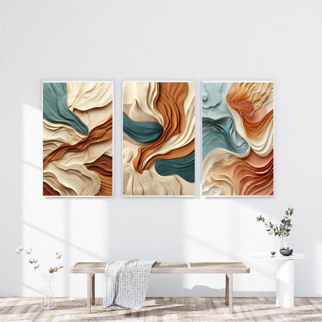 Abstract 3D Layered Wall Art Printable, Embossed Organic Paper Cut Art ...