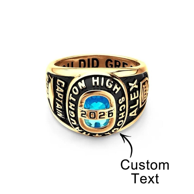 Personalized Birthstone Class Ring, Engraved Graduation Gift - Etsy